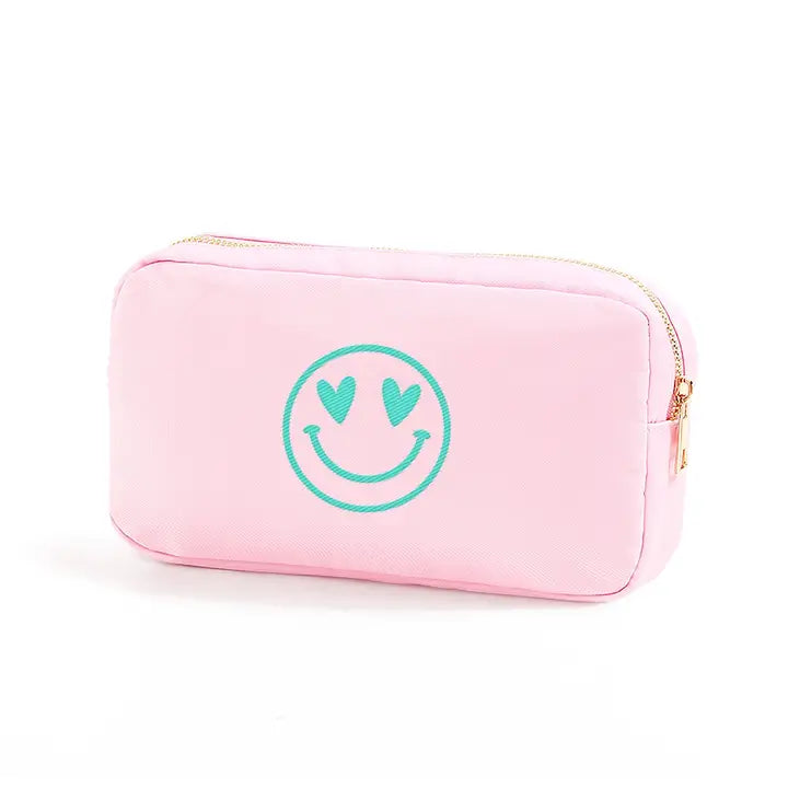 Heart Smiley Pink Accessory Bag