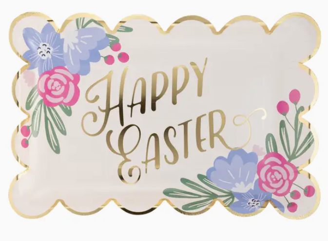 Happy Easter Scallop Paper Plate