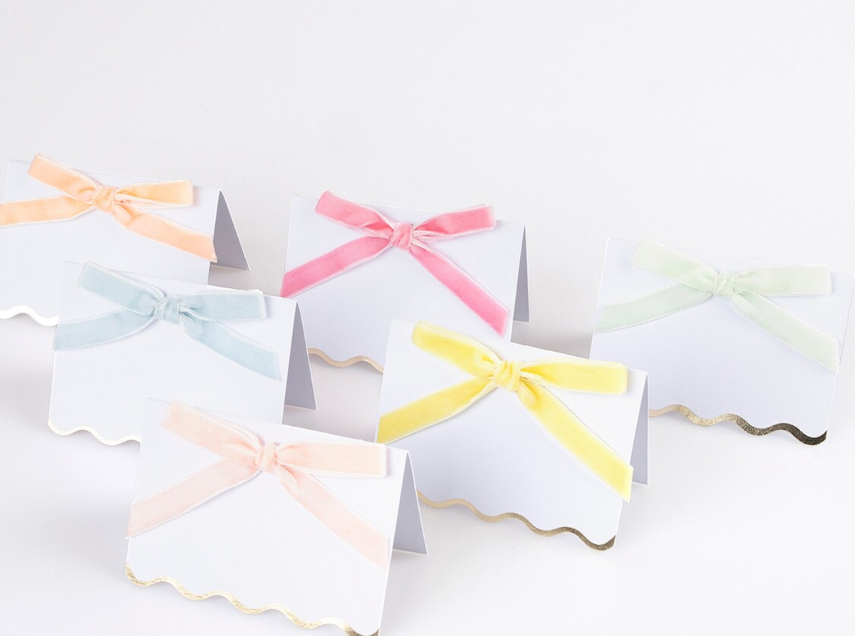 Pastel Velvet Bow Place Cards