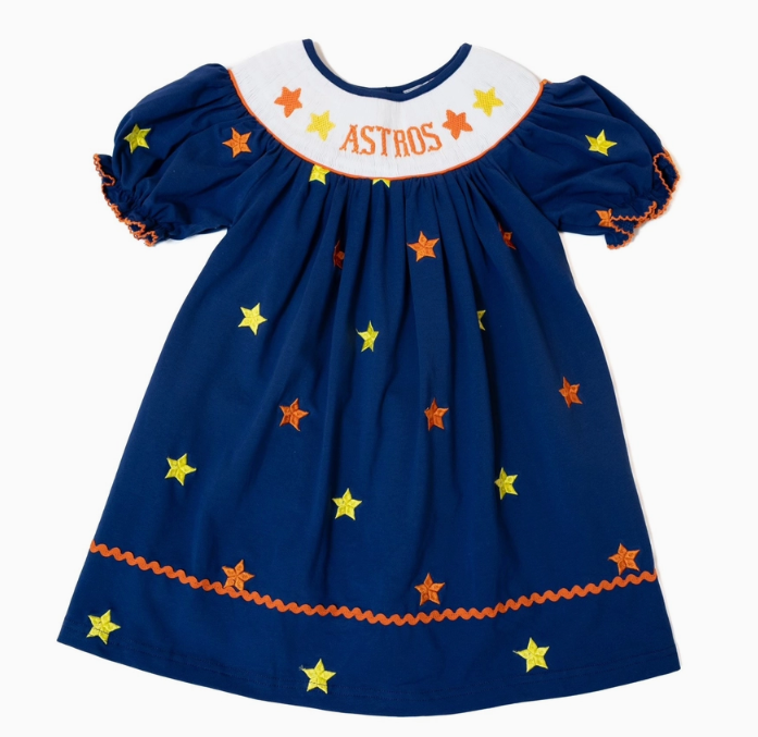 Girls Astros Stars Smocked Dress