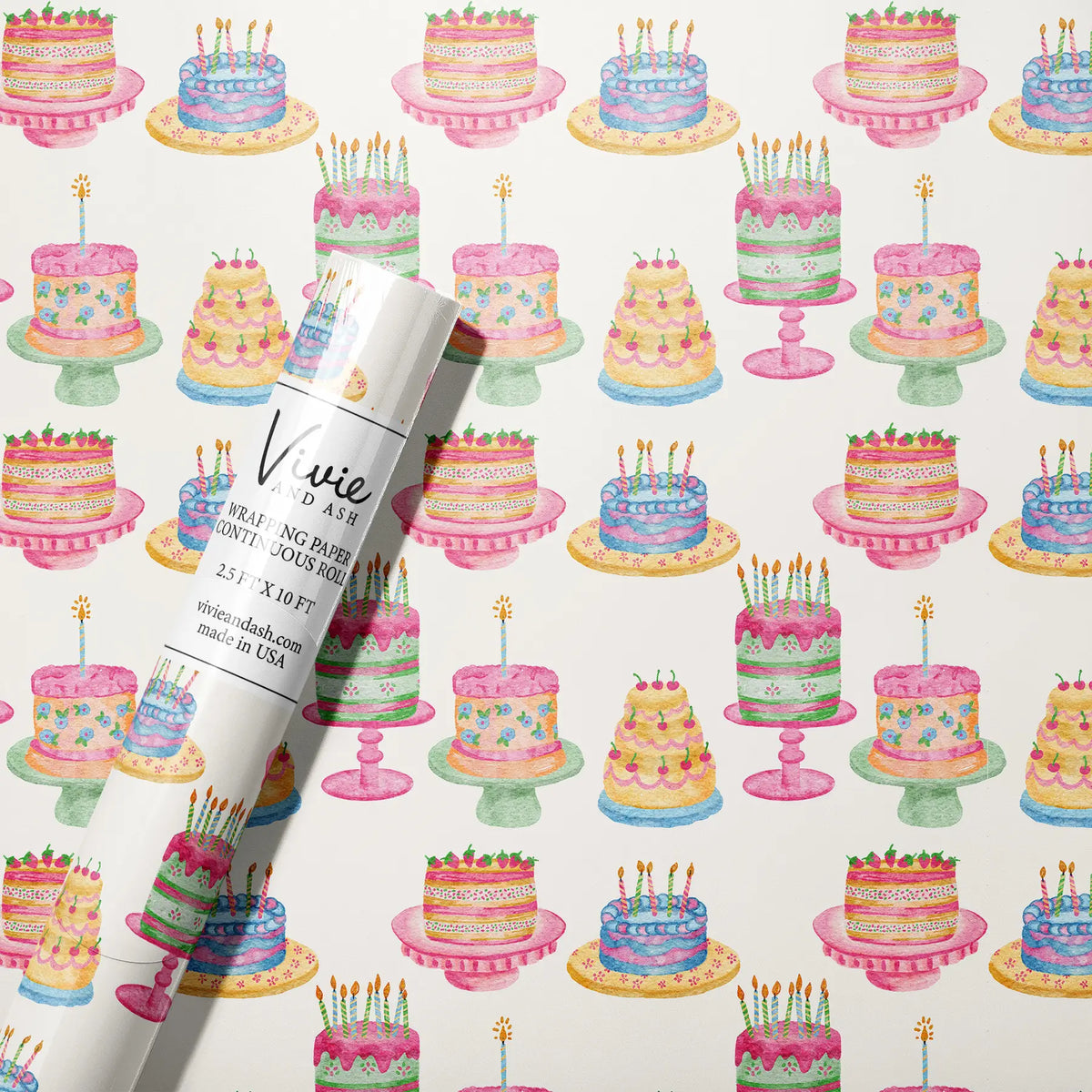 Watercolor Cakes Wrapping Paper Roll