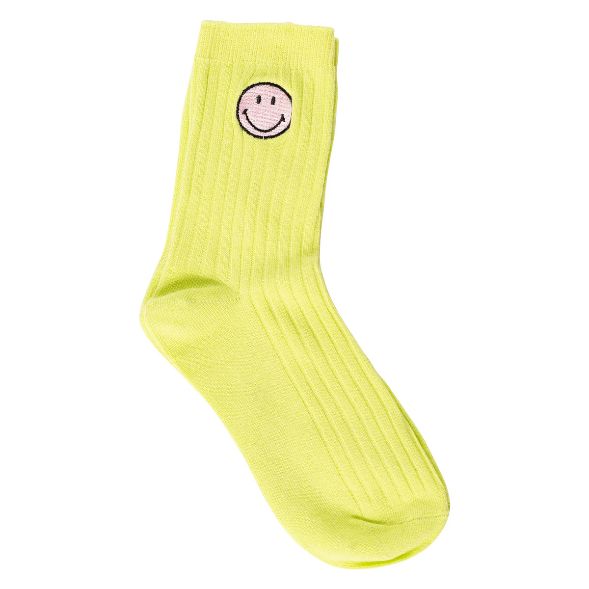 Solid Color Smiley Face Patch Tube Socks