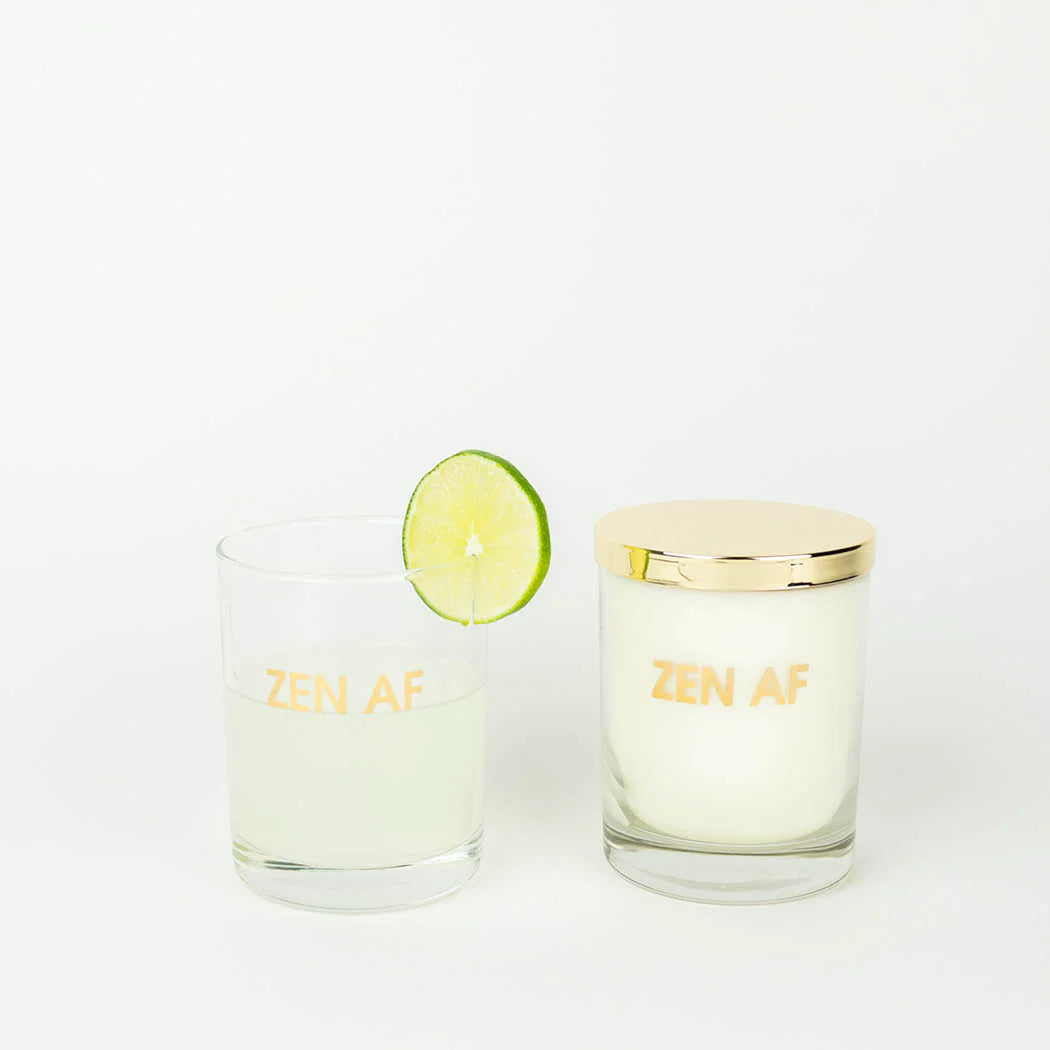 ZEN AF CANDLE - GOLD FOIL ROCKS GLASS